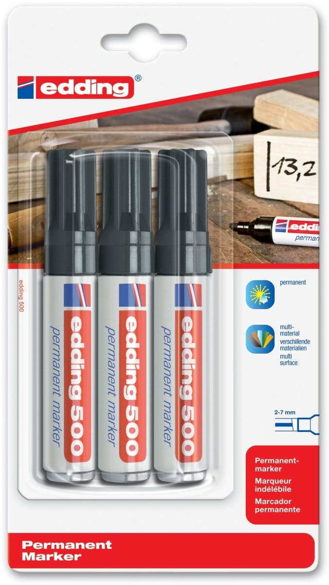 Permanentmarker edding 500 schwarz VE=6x3 Stück Blister | METRO
