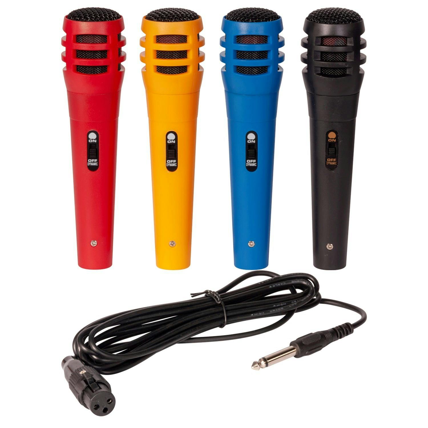 Pack de 4 microphone de couleur avec cordon XLR/Jack 6.35mm | METRO