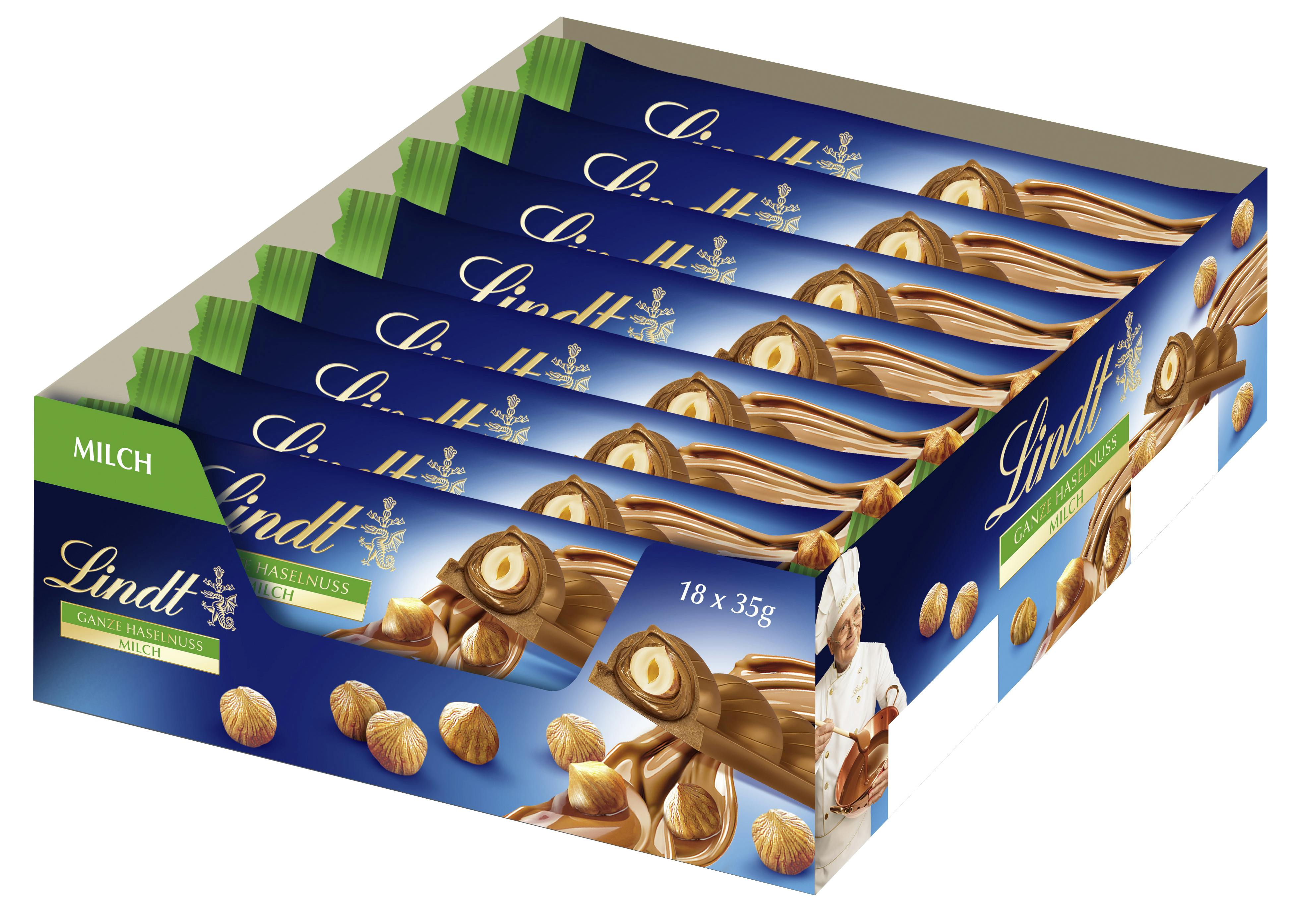 Lindt Nuss Deluxe Riegel, Milch 18 x 35 g (630g) | METRO