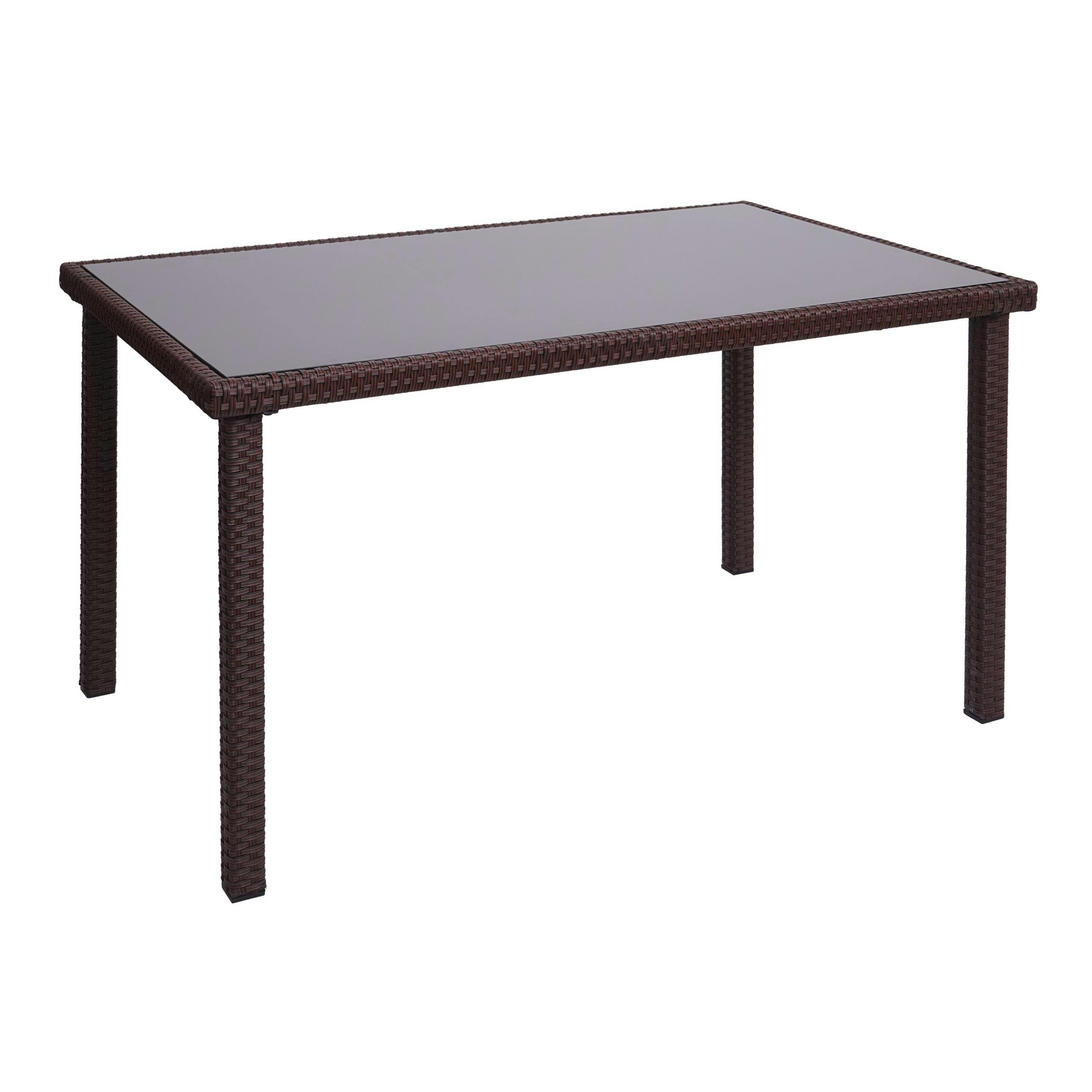 Poly-rattan tafel HWC-G19, tuintafel balkontafel, 120x75cm ~ bruin | Makro