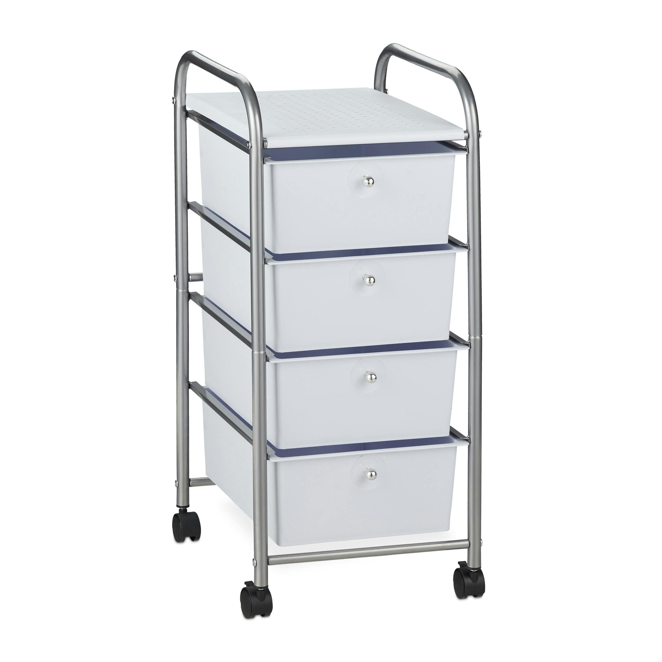 Relaxdays Badrollwagen, 4 Schubladen, Metall & Kunststoff ...