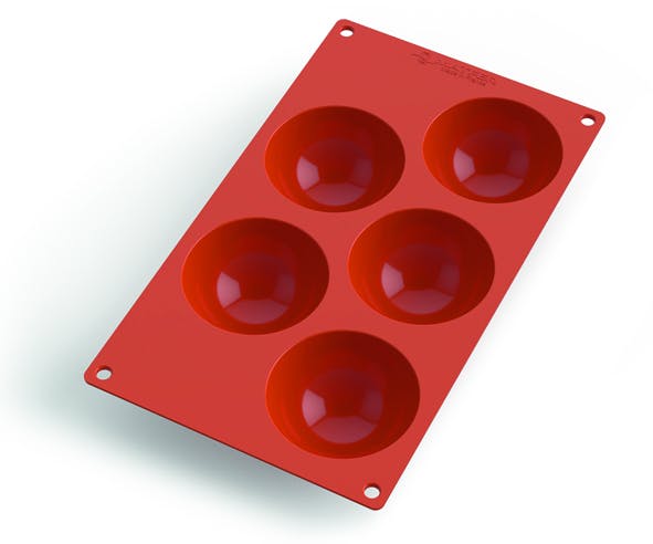 GASTROFLEX Moule 5 demi-sphères silicone rouge 8 cm Matfer - 257903 | METRO