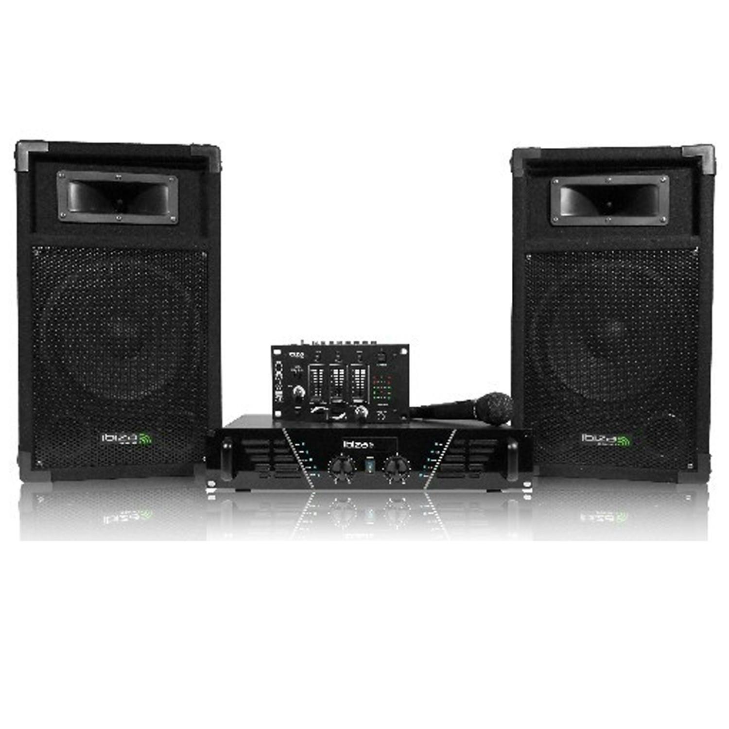 Pack sono IBIZA DJ300N 480W + table de mixage + 2 HP + mic | METRO