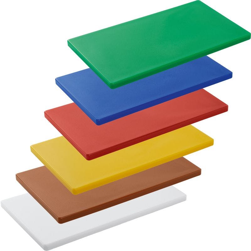 6x HACCP Schneidbrett 60 x 40 x 2 cm Polyethylen gelb, grün, blau, rot, braun, weiß | METRO