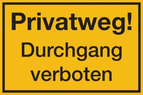 Hinweisschild, Privatweg! Durchgang verboten, 200x300mm, Kunststoff ...