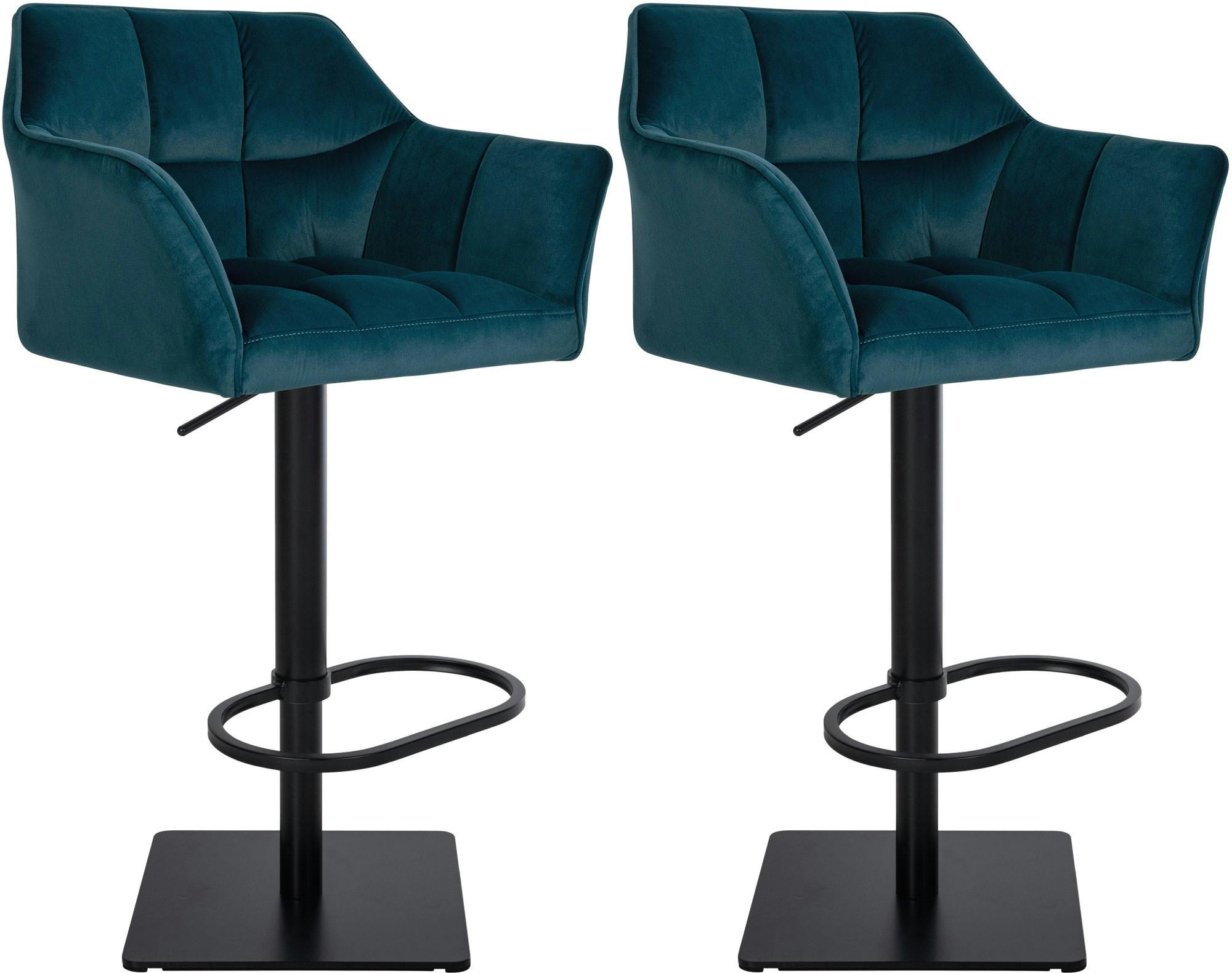 2er Set Barhocker Damaso Samt-Bezug grün/Metall matt schwarz | METRO