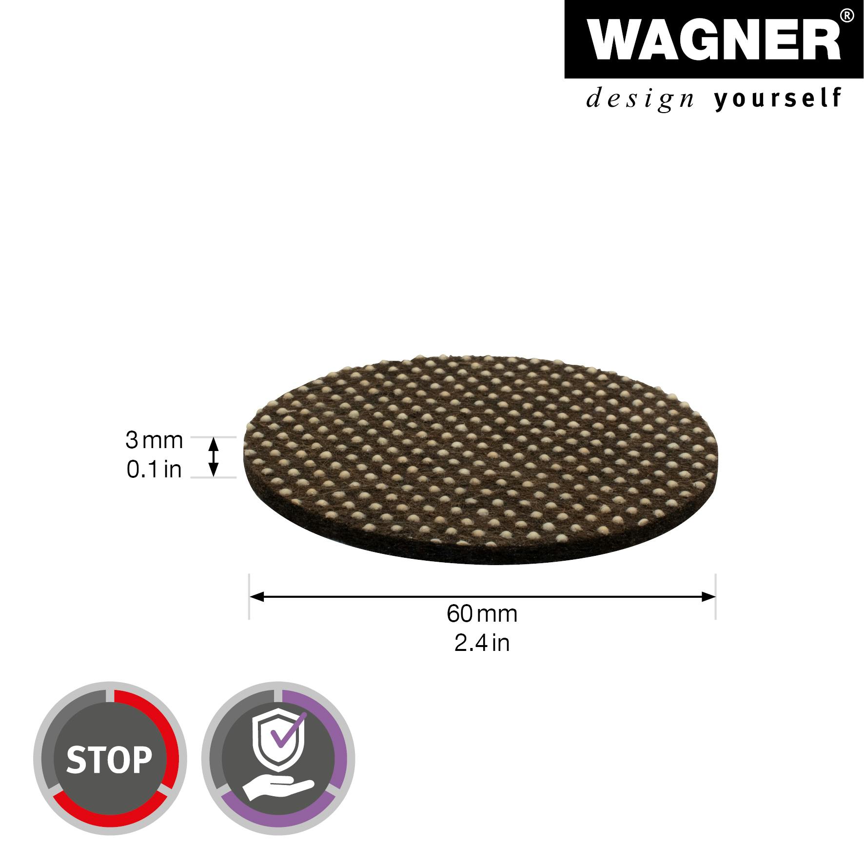 WAGNER Anti-Rutsch Pads 4tlg. - Ø 60 x 3 mm, Filz Mix, selbstklebend ...
