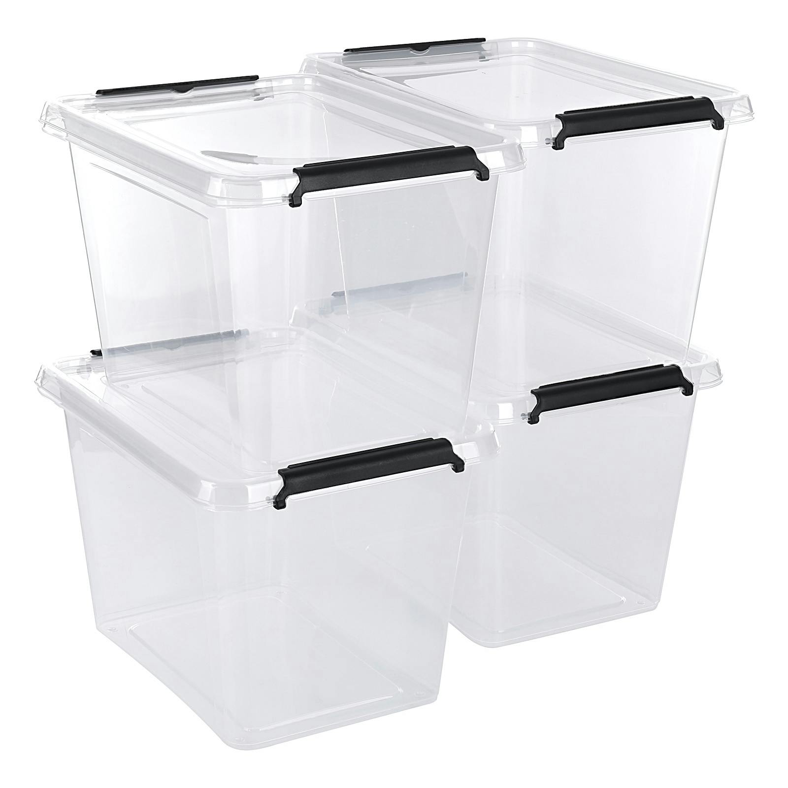 Aufbewahrungsbox mit Deckel 4er Set 19 Liter Kunststoffbox Stapelbox ...