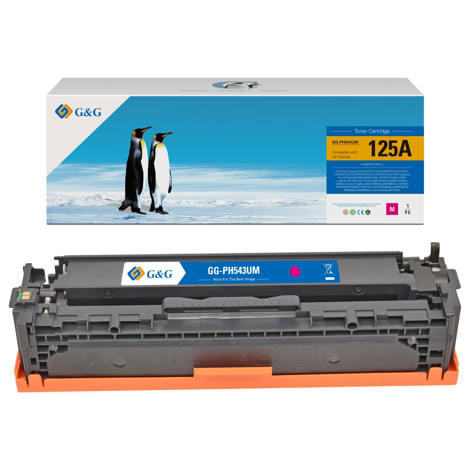G&G CB543A toner compatibel met HP 125A Tonercartridge Magenta 1 stuck ...