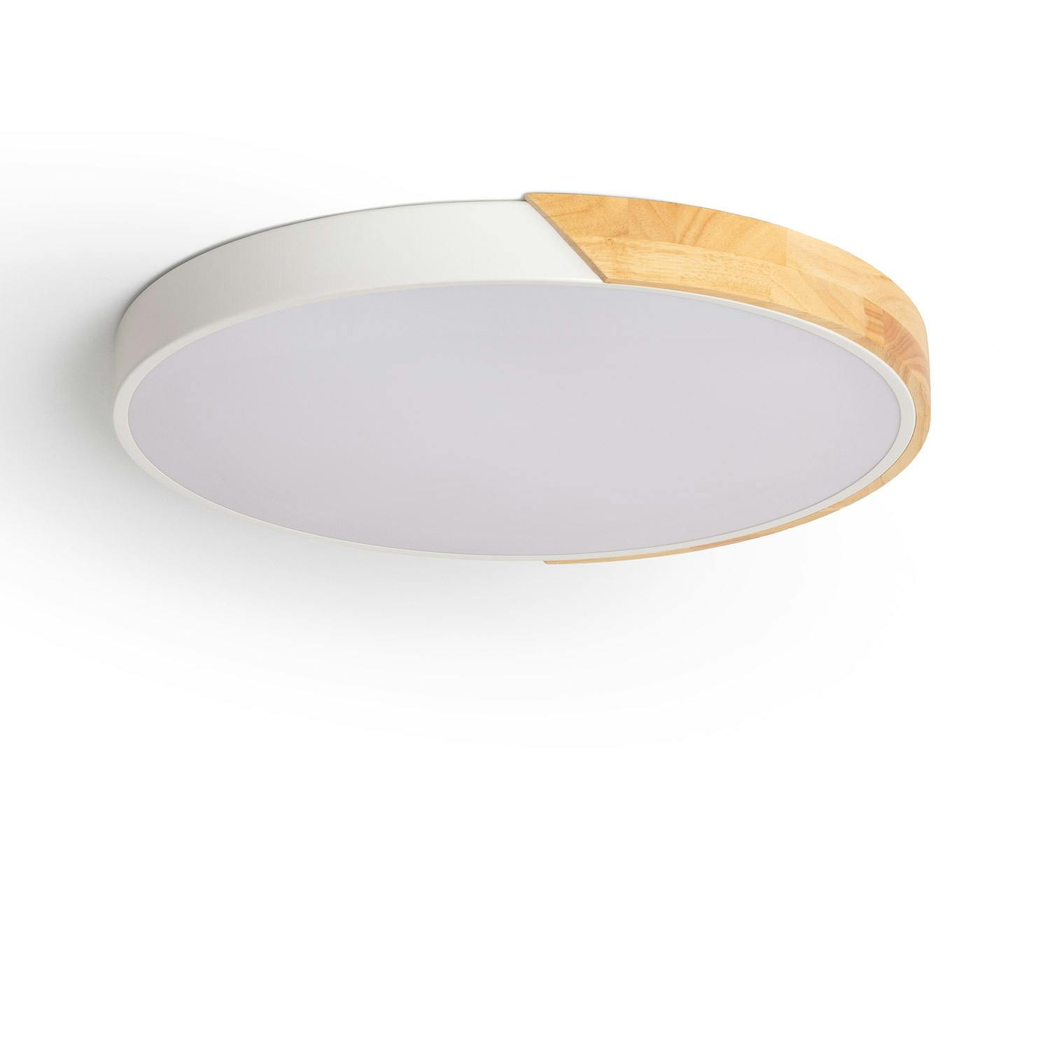 Ledkia Plafón LED 36W Circular Madera Ø500 mm CCT Seleccionable Semi-Dari Blanco | Makro