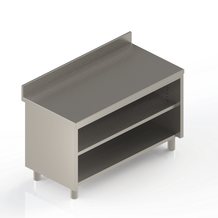 REALINOX Meuble bas ouvert 1600x600 ht 900 dessus adossé | METRO