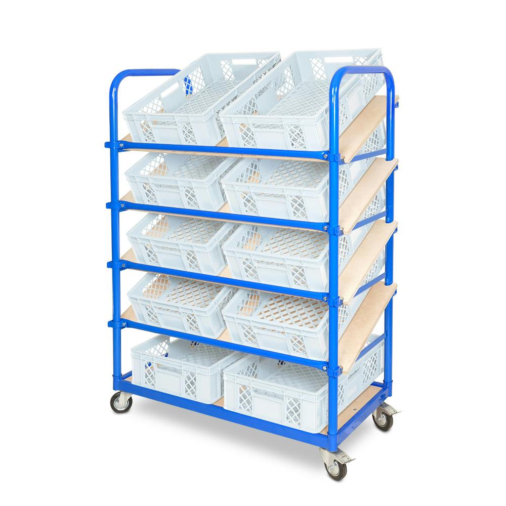 Schrägboden-Regalwagen mit 5 Ebenen, BxTxH 1050x500x1450 mm, 4 ...