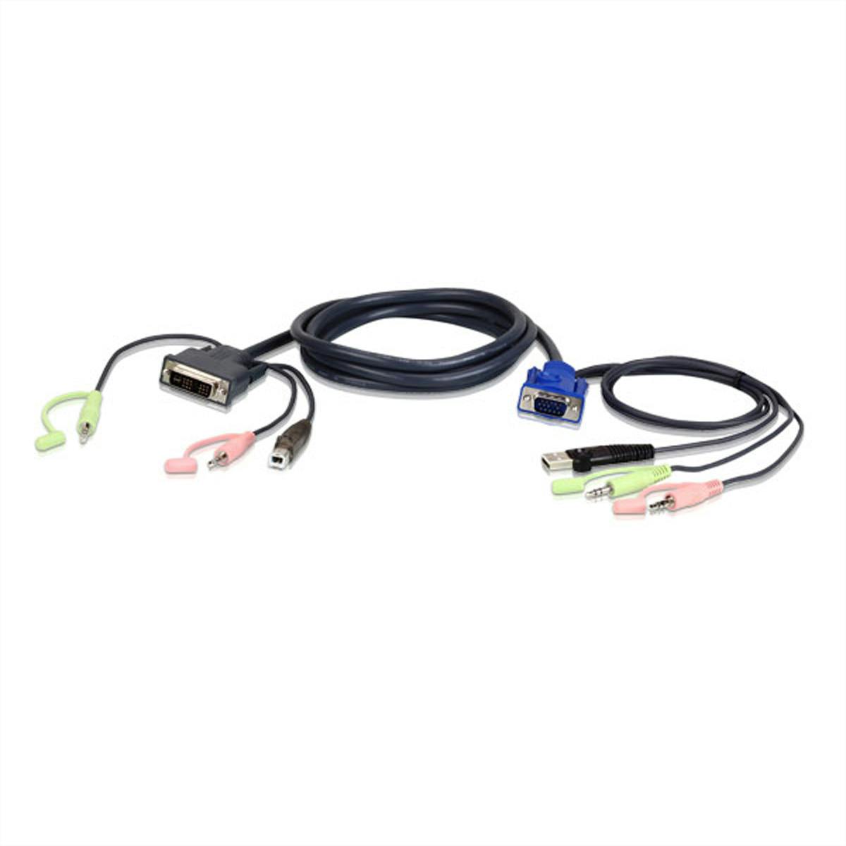 ATEN 2L-7DX2U KVM Kabel VGA naar DVI 1,8m, zwart, 1,8 m | Makro