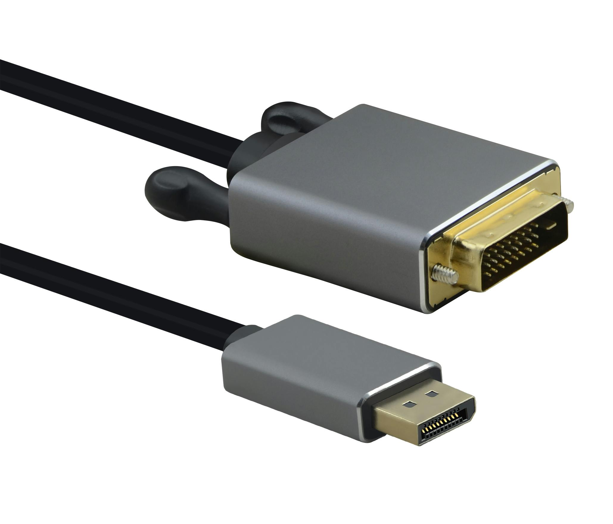 Helos Anschlusskabel, DisplayPort Stecker/DVI Stecker, PREMIUM, 2,0m ...