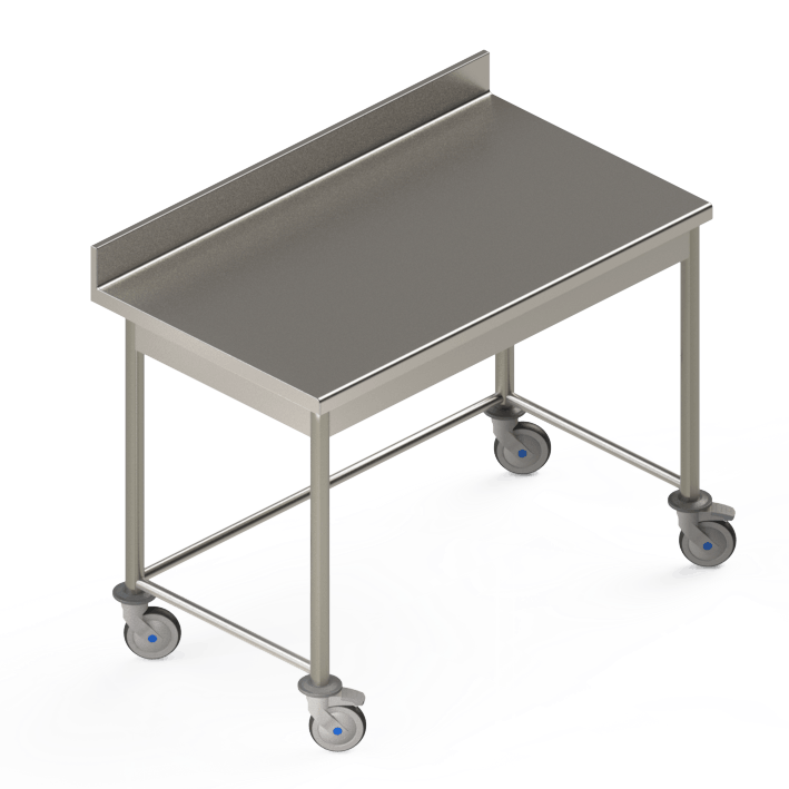 REALINOX Table adossée std 15/10 pieds ronds mobile 600x700x900 | METRO
