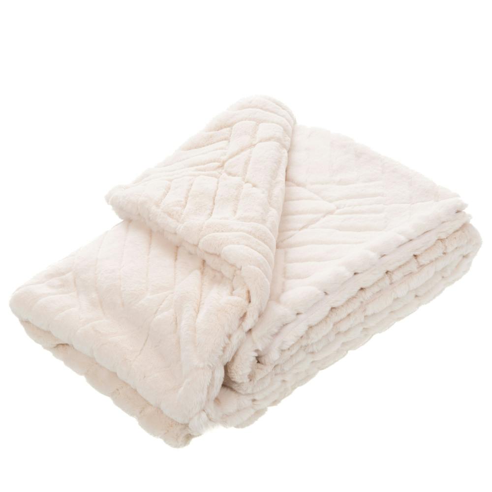 Plaid Victoria crème 130x170 cm - Beige Rectangle Polyester Amadeus ...