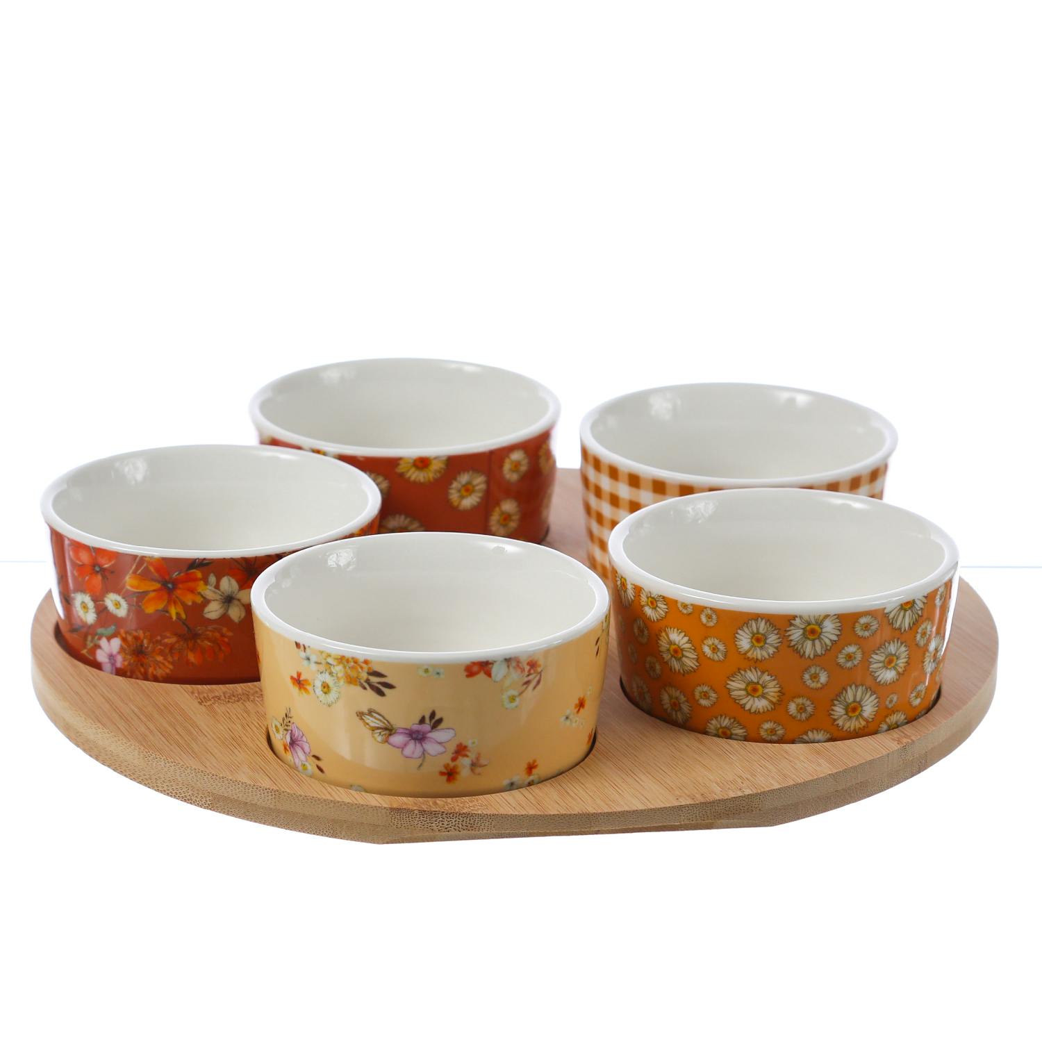 Tapas Set Servierset Servierplatte 5 Schalen Dipschalen Porzellan ...