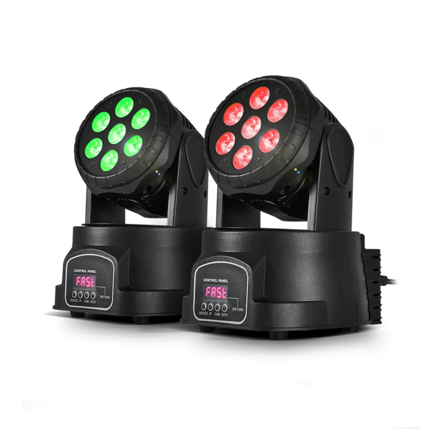 Pack de 2 Lyres à LEDs 4en1 Rouge/Vert/Bleu/Blanc DMX 7x4W LytOr Wash7 ...