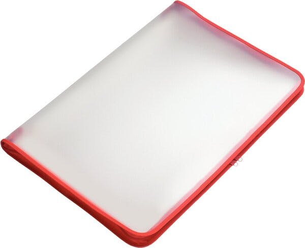 Transparent-Portfolio, A3, rot, Folie matt, mit Textil-Reißverschluss ...