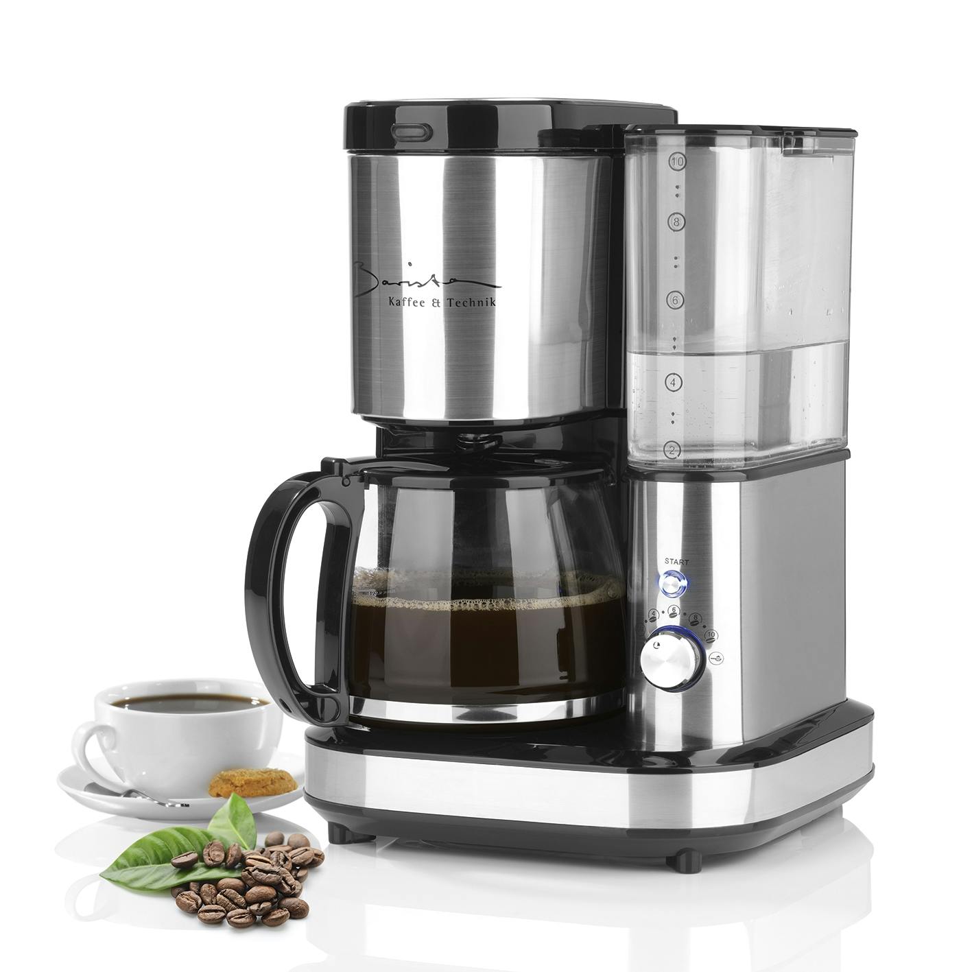 Barista Kaffeemaschine mit Mahlwerk - Inkl. Glaskanne (1,2 l ...
