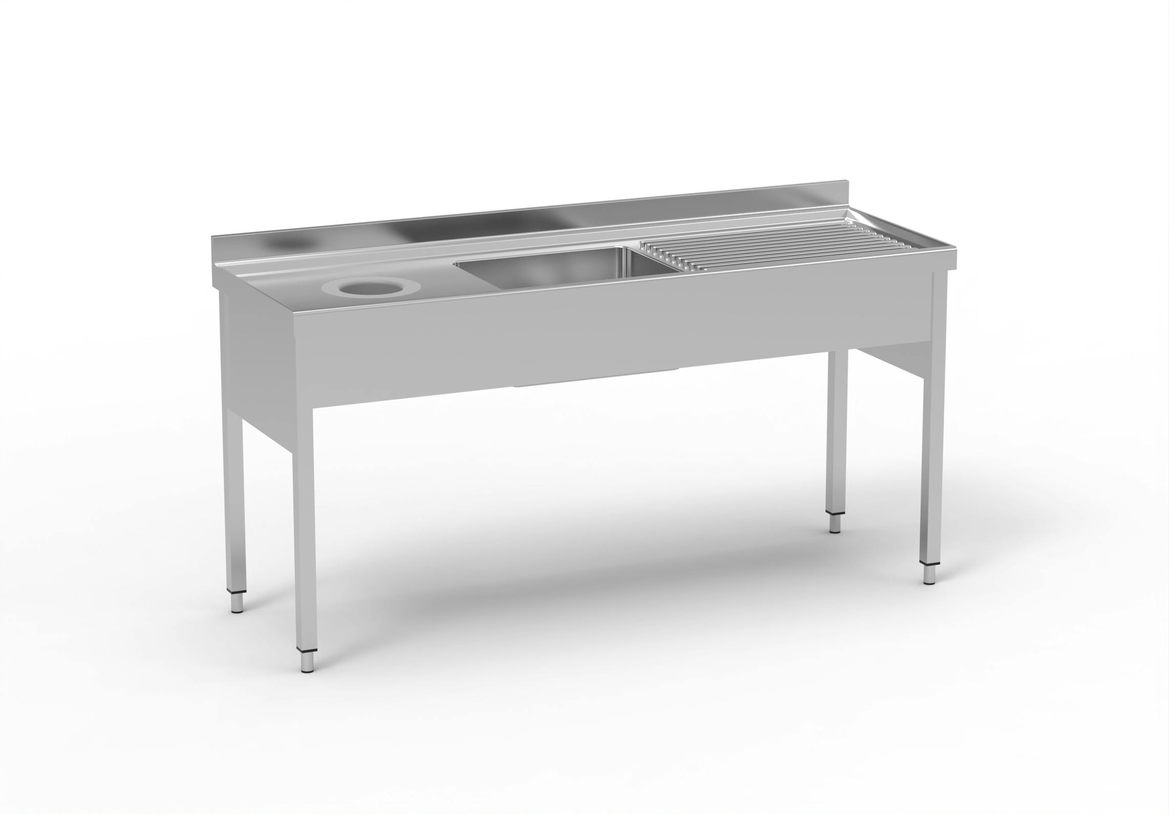 ERATOS Plonge Avec Trou Vide Dechet A Gauche Gamme 600 Aisi-304 18/10 - 1800X600 - 1 Cuve ...