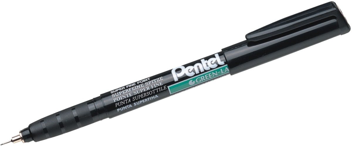 Permanentmarker green Label 0,6mm Rundspitze schwarz Packung mit 12 ...