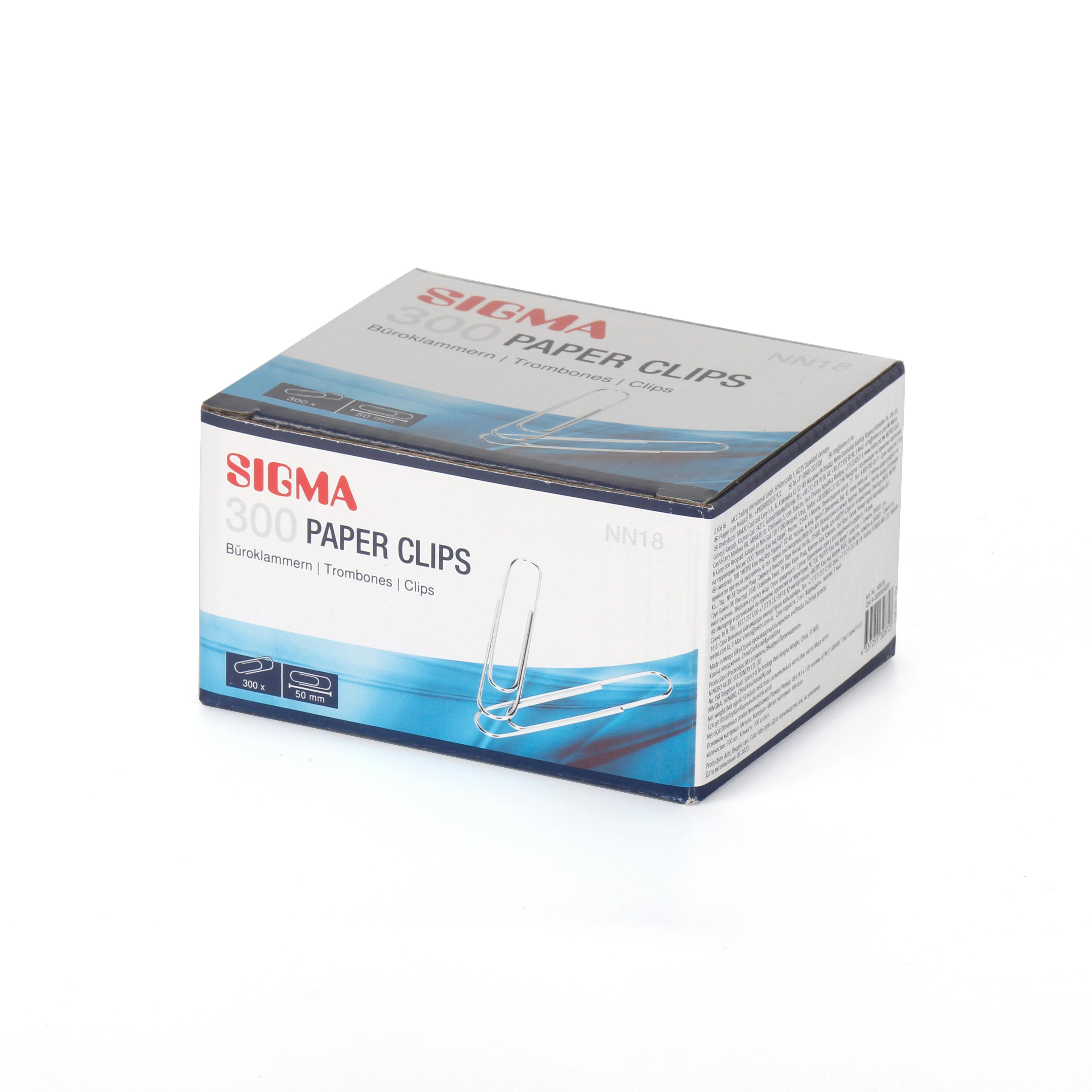 SIGMA Clips, metal, 50 mm, plata, 300 unidades | Makro