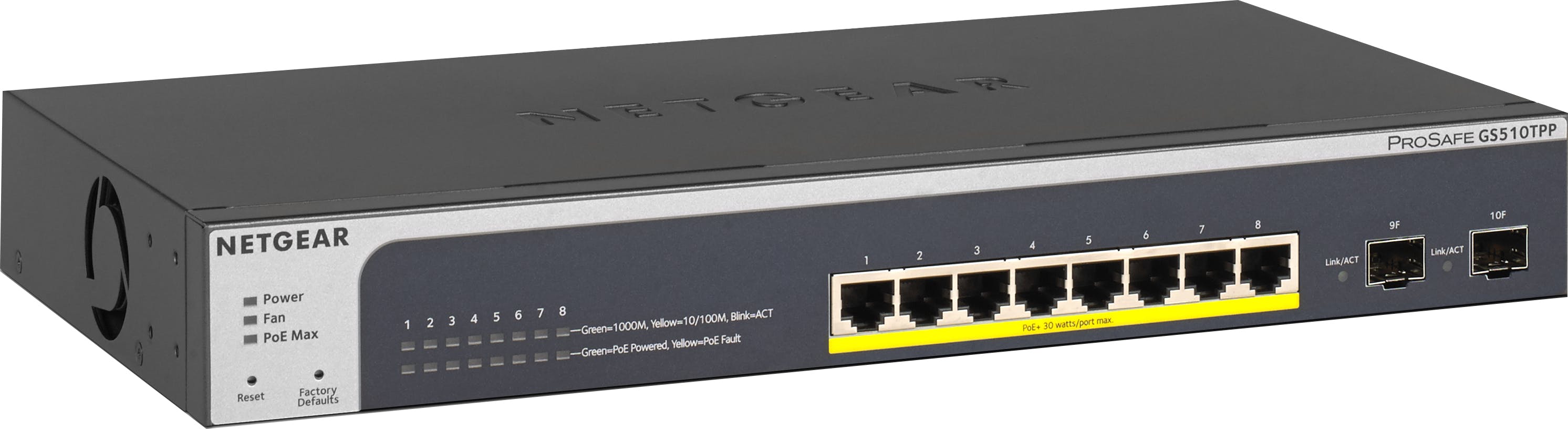 NETGEAR GS510TPP Switch smart 8P Gigabit PoE+ & 2 sfp 190W | METRO