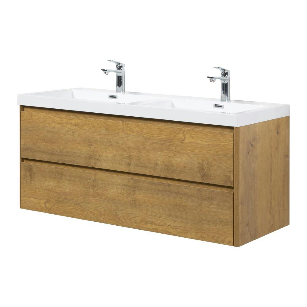 GOOM Doppelwaschtisch mit Unterschrank AVA 120 cm Eiche, Waschbecken ...