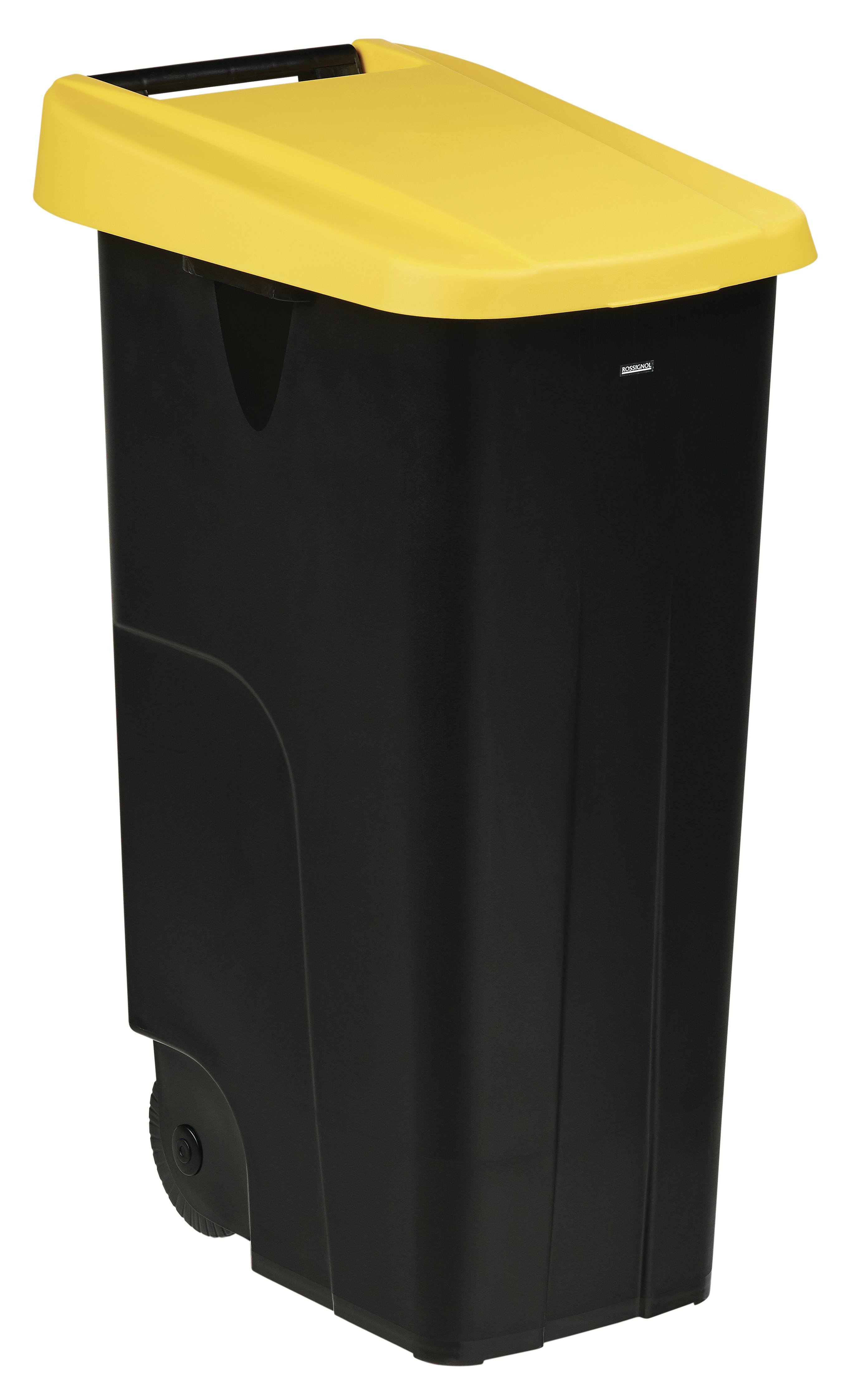 Rossignol - Poubelle 110L mobile couvercle plein MOVATRI GREEN - jaune ...