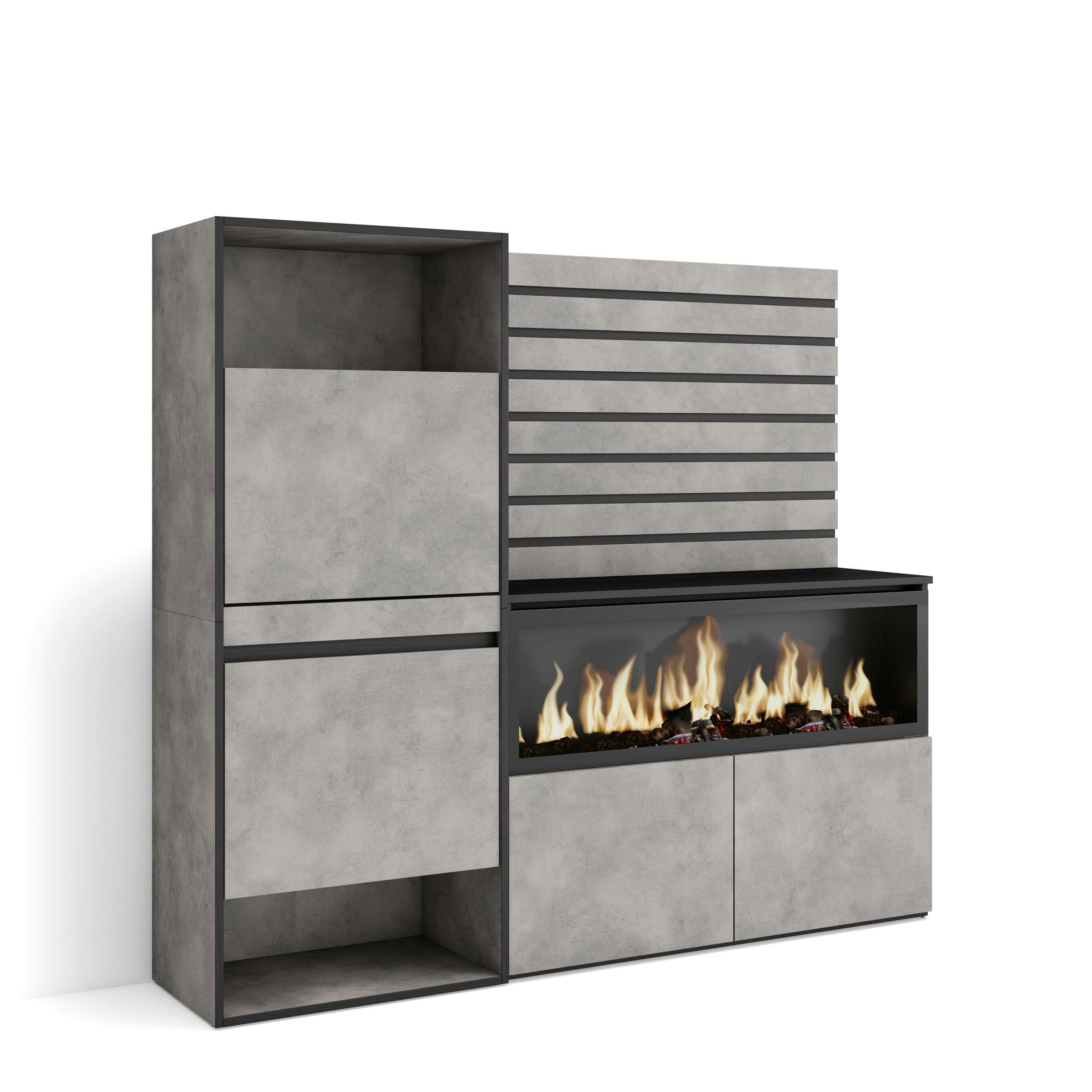 Dressoir, Opbergkast, Buffetkast, Sideboard, 167x35x145cm, Voor slaapkamer, Elektrische haard ...