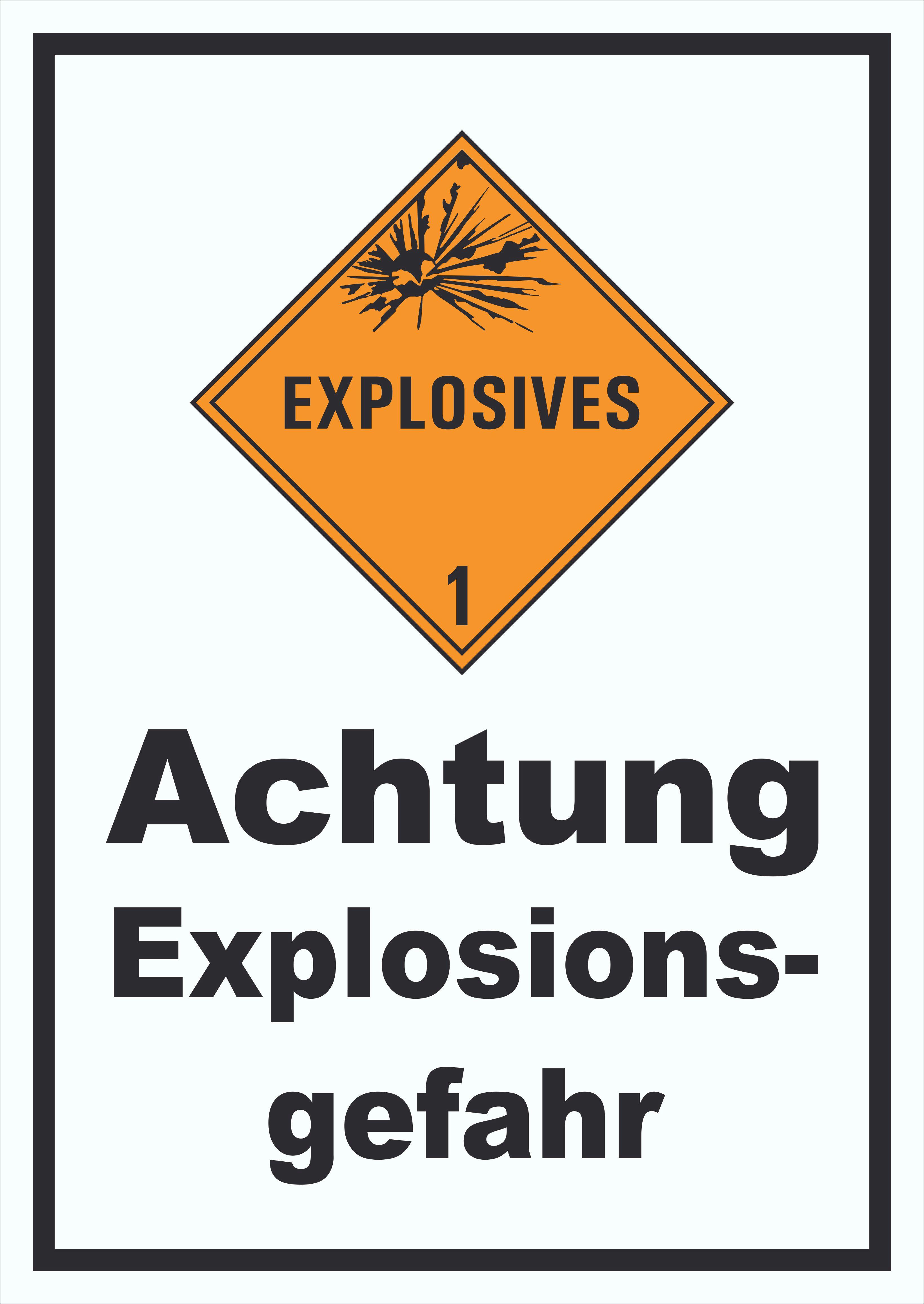 Schild Explosionsgefahr Explosives A5 Rückseite selbstklebend | METRO
