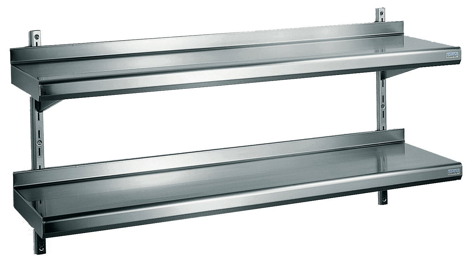 Tournus Roestvrijstalen-wandrek met 2 niveaus met rekrail. Lxdxh: 2200 ...