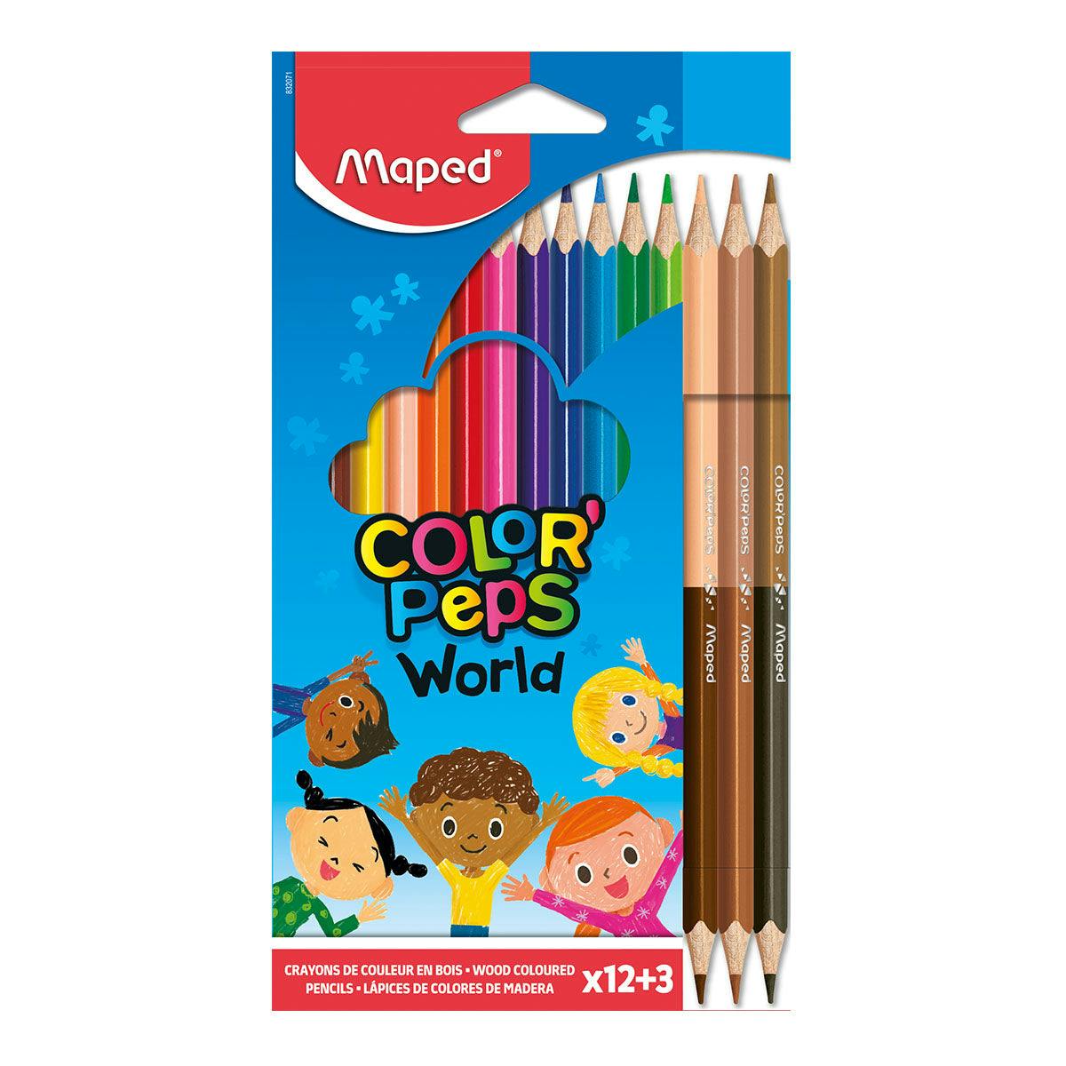 MAPED Color'Peps - Caja de 12 Lápices de Colores. Incluye 3 Lápices Duo Color Piel | Makro
