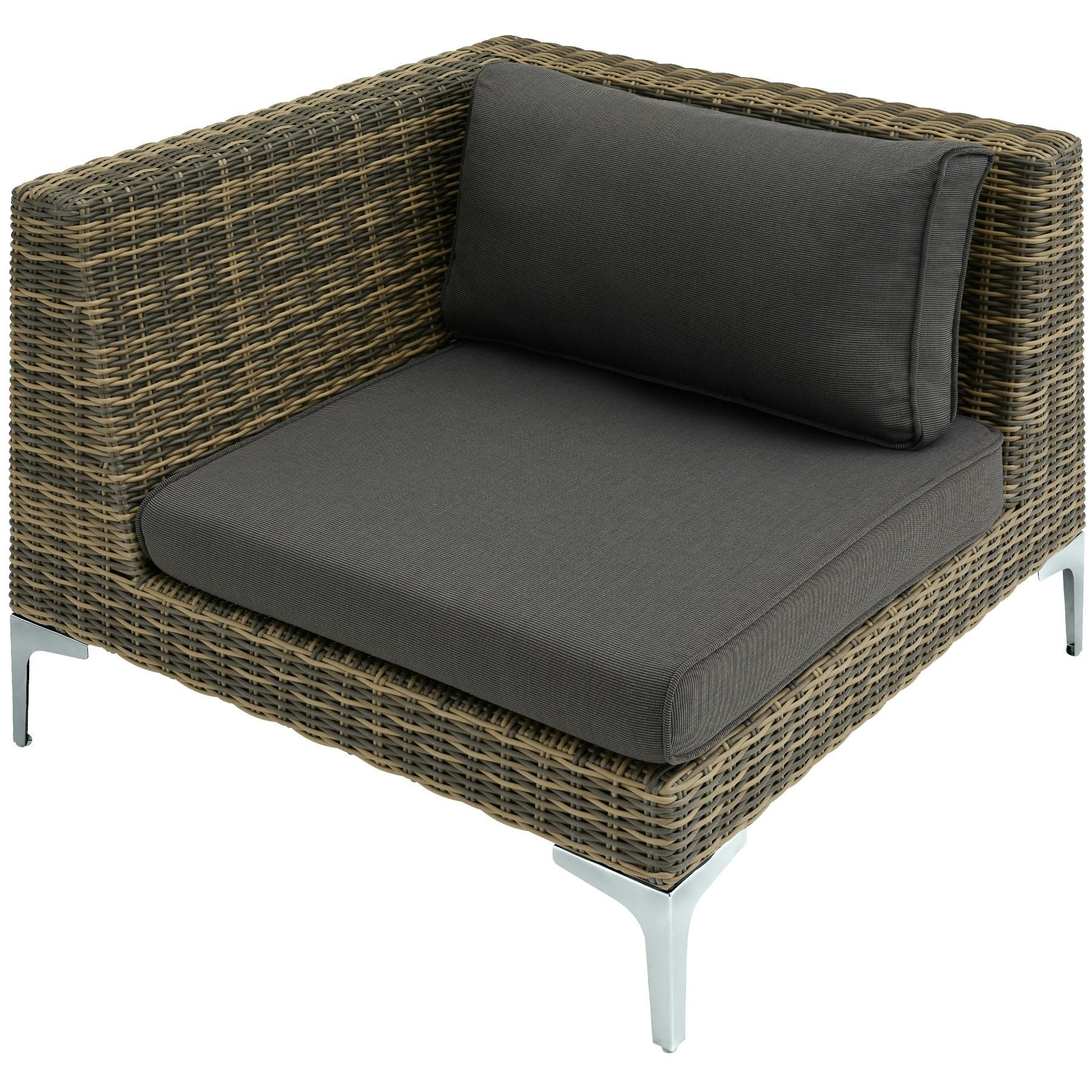 tectake Peça modular para conjunto de rattan Villanova de canto direito ...