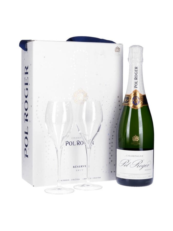 Champagne Pol Roger Brut Réserve Etui 2 Flûtes - 75 cl | METRO