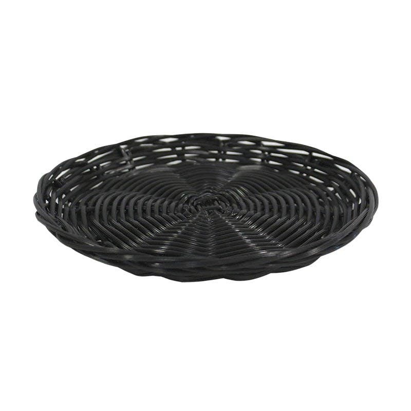 plastic plateau rond polypropylène tressé noir ø 25x2,5cm - carton de ...