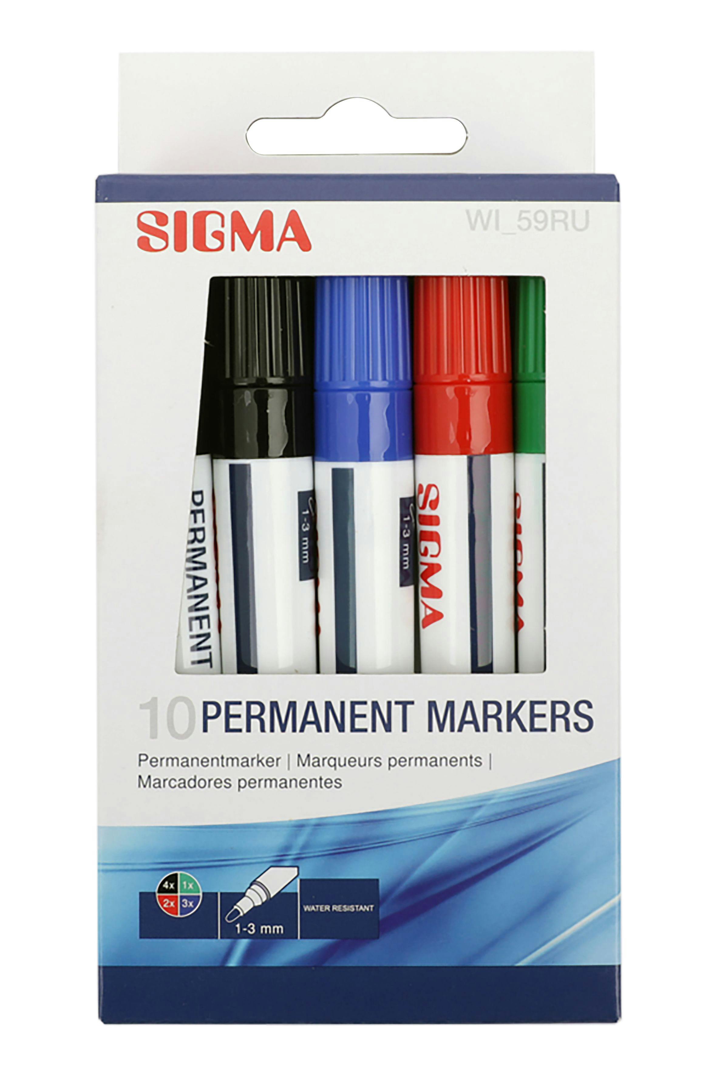 SIGMA Permanent marker WI_59RU, geassorteerde kleuren, ronde punt ...