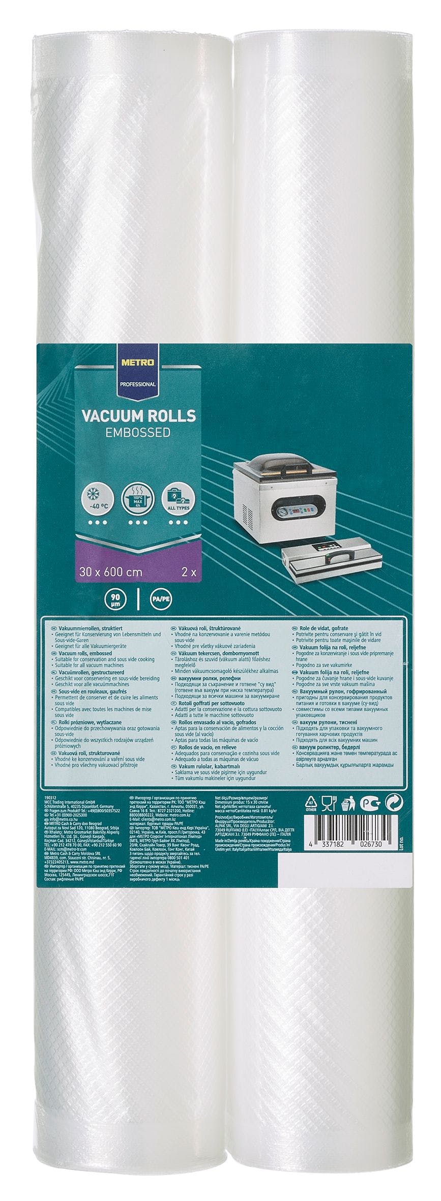 METRO Professional vacumeerfolie met reliëf op rol, PA/PE, 30 x 600 cm ...