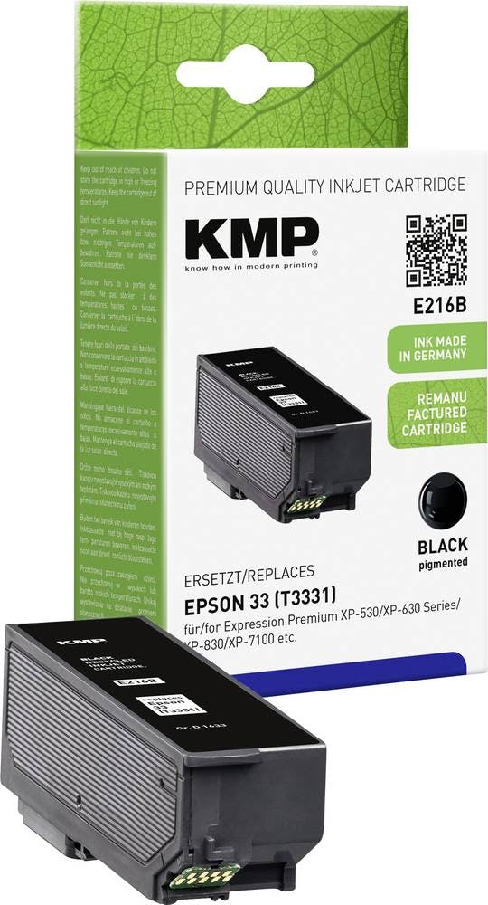 KMP Tinte ersetzt Epson T3331, 33 Kompatibel Schwarz E216B 1633,4801 ...