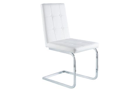 Pack 4 Sillas Comedor Vanity Símil Piel Blanco / Cromo | Makro