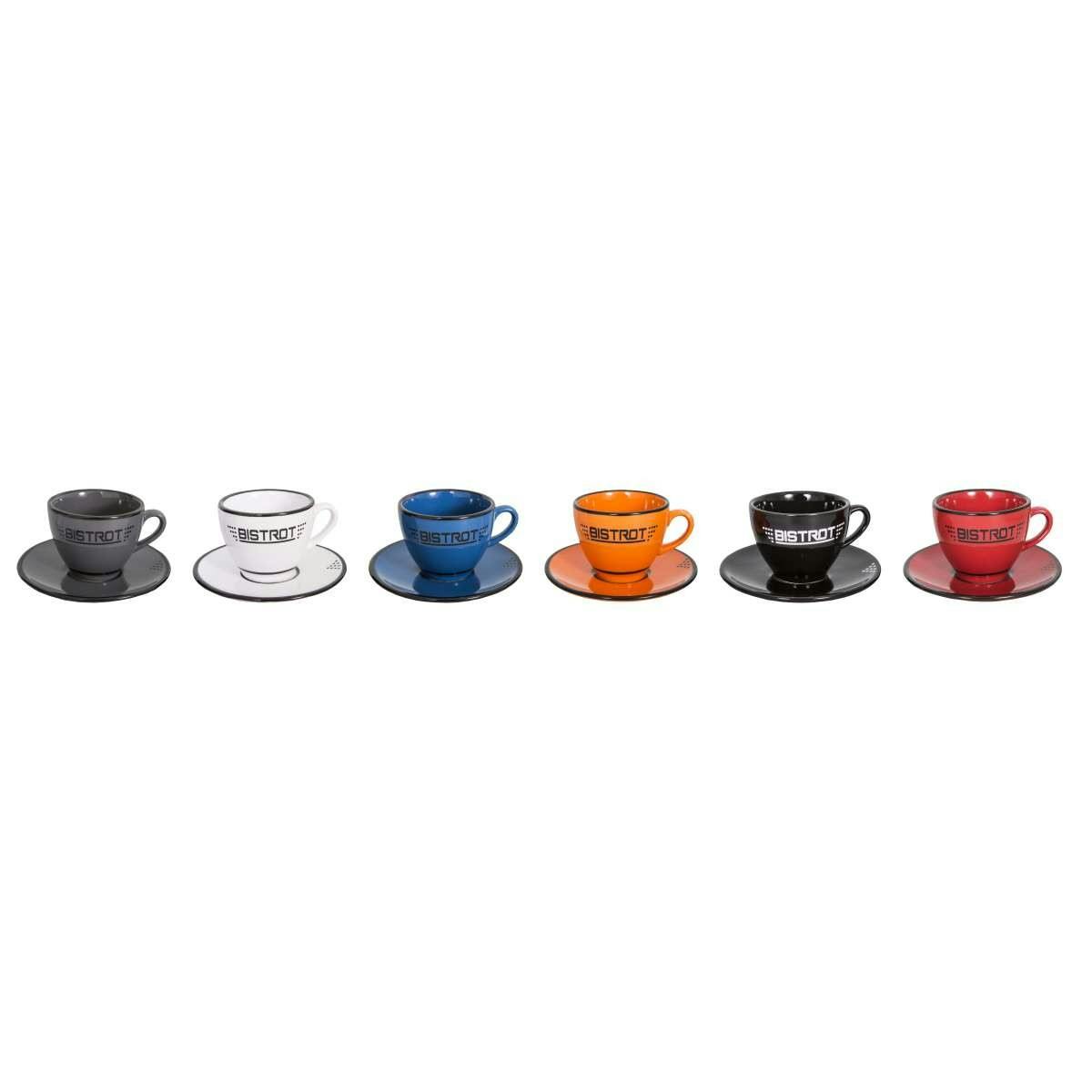 Antic Line Créations Tasses et sous-tasses x6 couleurs "Bistrot" Ø10cm ...