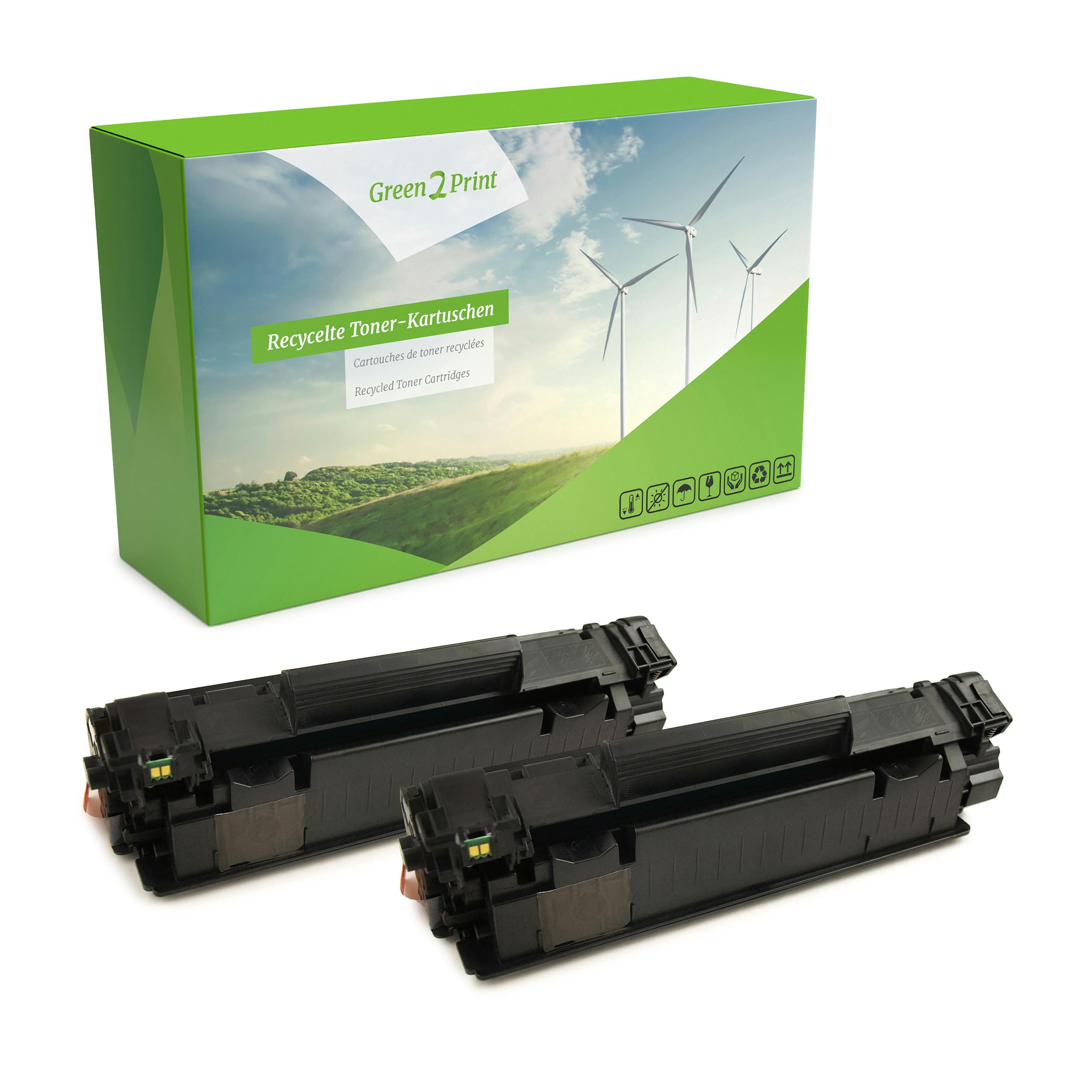 Green2Print Toner Doppelpack, 2 Kartuschen 2x 2100 Seiten ersetzt Canon 728, CRG-728, 3500B002 ...