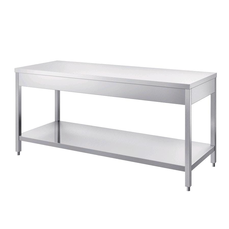 Tavolo da lavoro inox - gambe quadre 4x4cm - con ripiano inferiore ...