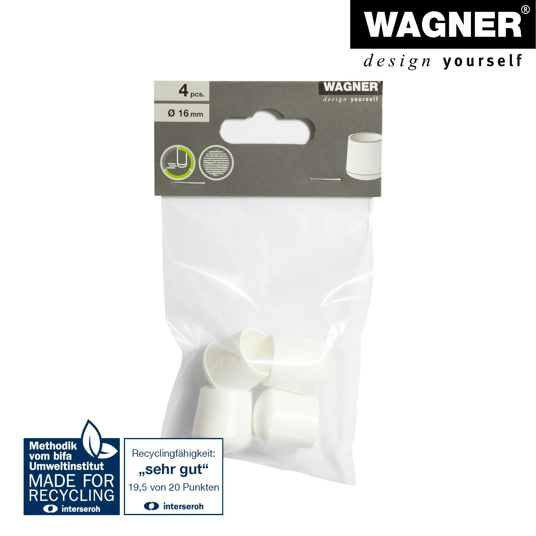 WAGNER Kappen für Stahlrohr rund 4tlg. - Ø 16/20 x 21 mm, Abrieb 4 mm ...