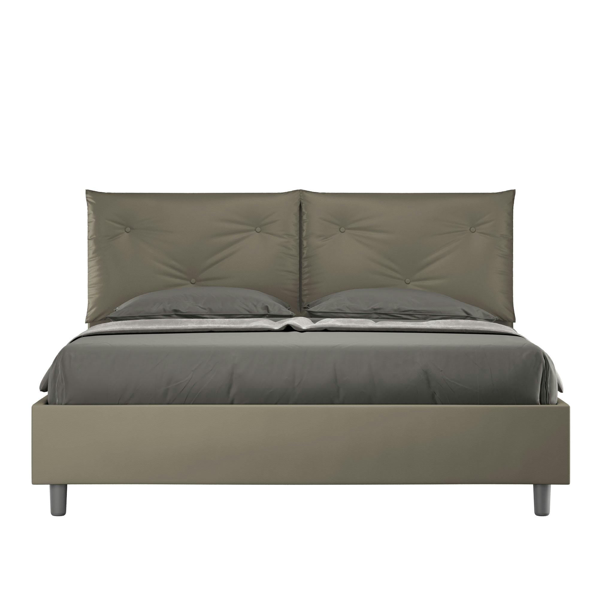 Cama doble con base acolchada 160x210 capuchino símil piel Appia | Makro