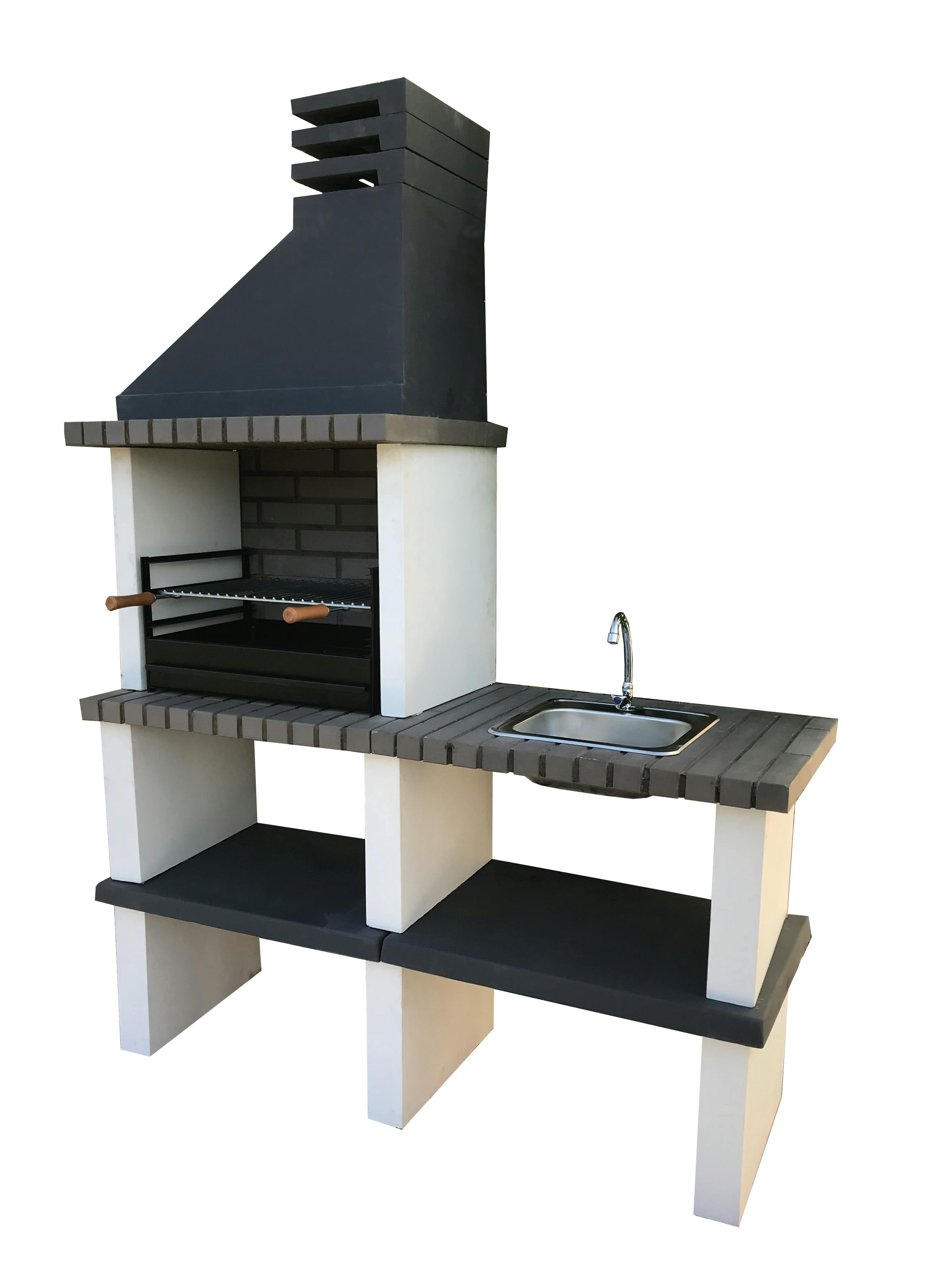 BARBECUE PARTNER - Barbecue avec évier, en brique et béton gris, béton ...