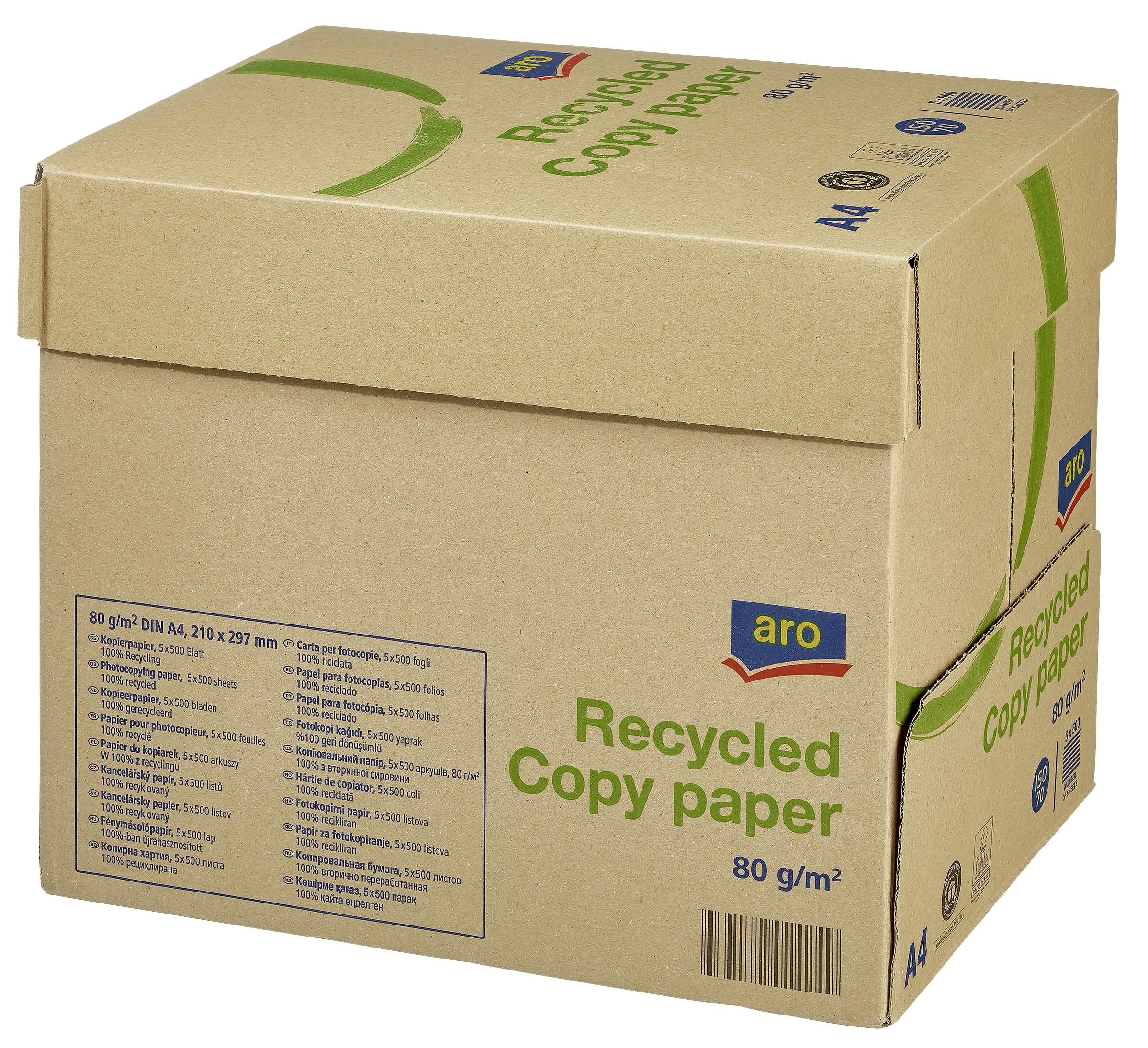aro A4 gerecycled kopieerpapier, 80 g/m², grijs, 2500 vellen | Makro