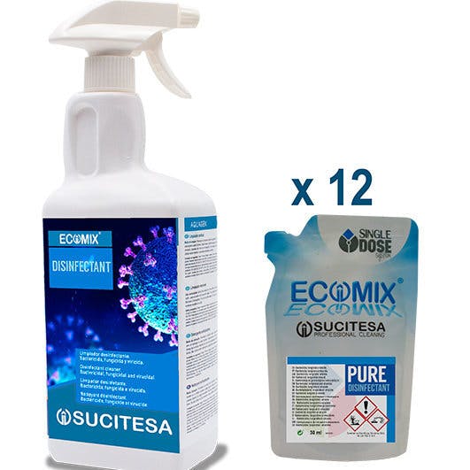 Pack Ecomix pure désinfectant - 12 doses 30 ml à diluer + 1 ...