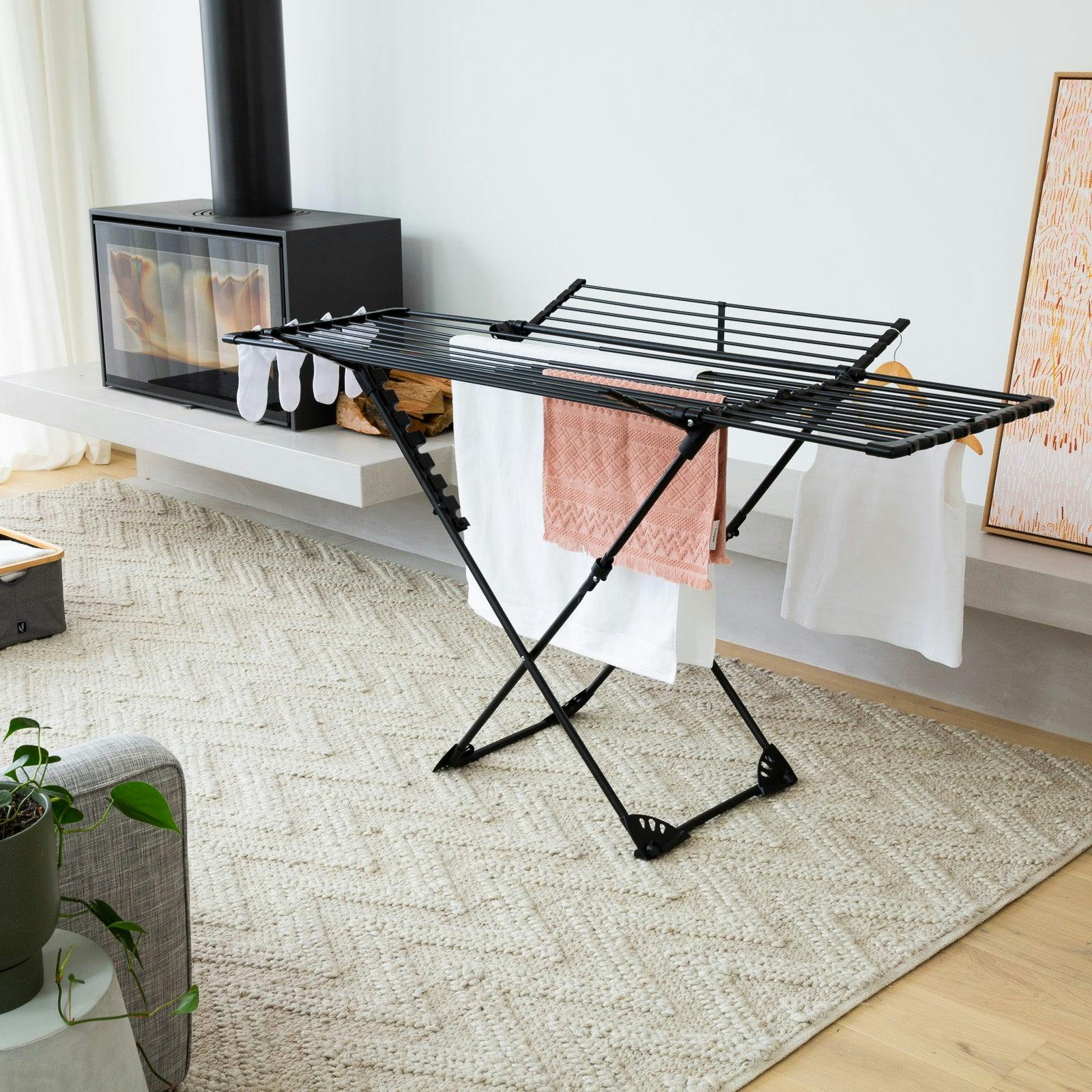 Varão de roupa dobrável 27m Preto Kitchen Move | Makro